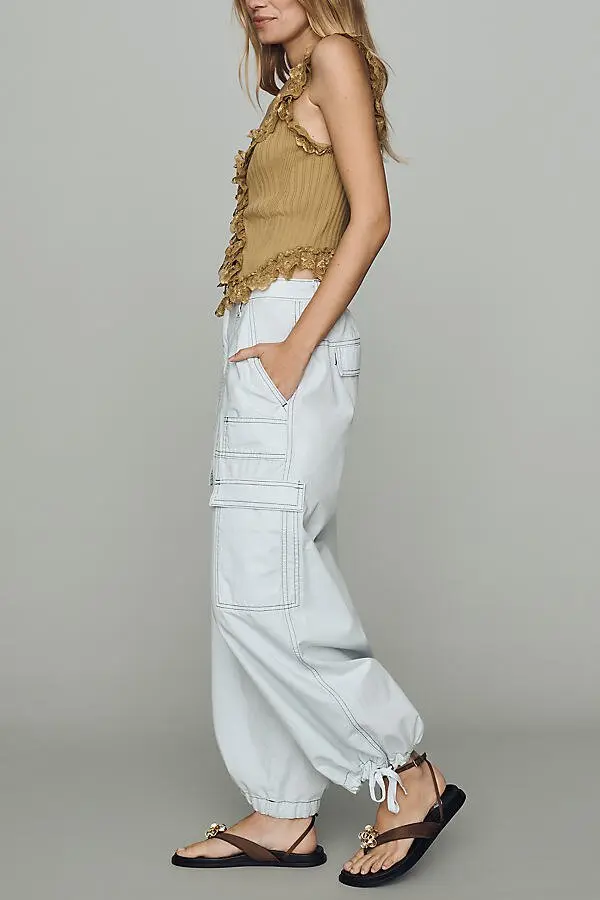 Anthropologie High-rise Wide-leg Cargo Pants - Skywriting