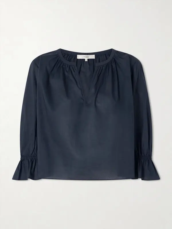 FRAME Poet Cotton Blouse - Blue