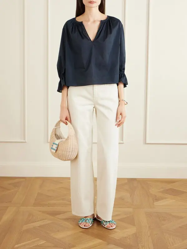 FRAME Poet Cotton Blouse - Blue