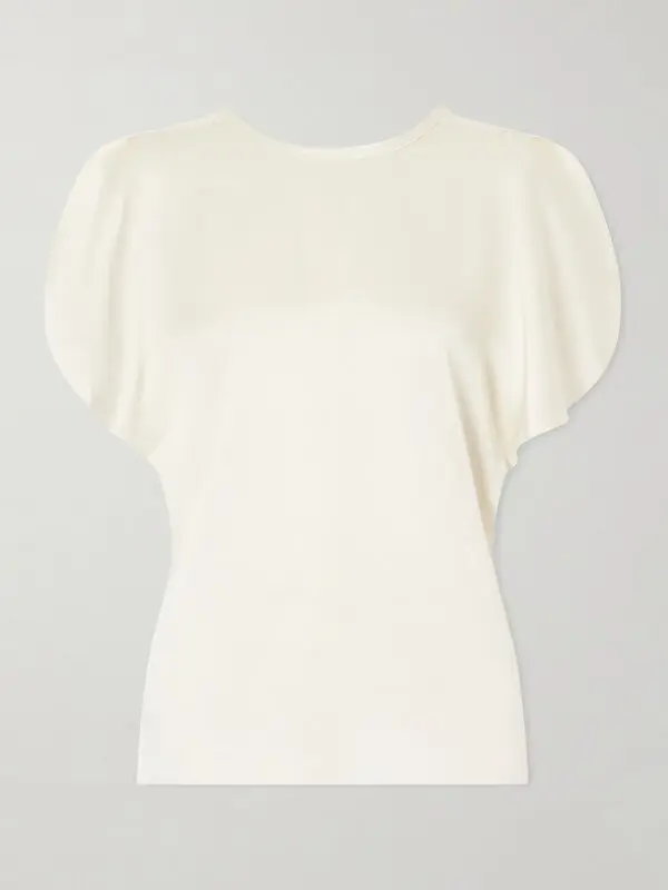 Victoria Beckham Bella Draped Satin Blouse - Neutrals
