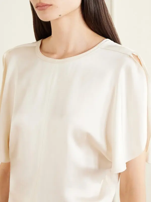 Victoria Beckham Bella Draped Satin Blouse - Neutrals