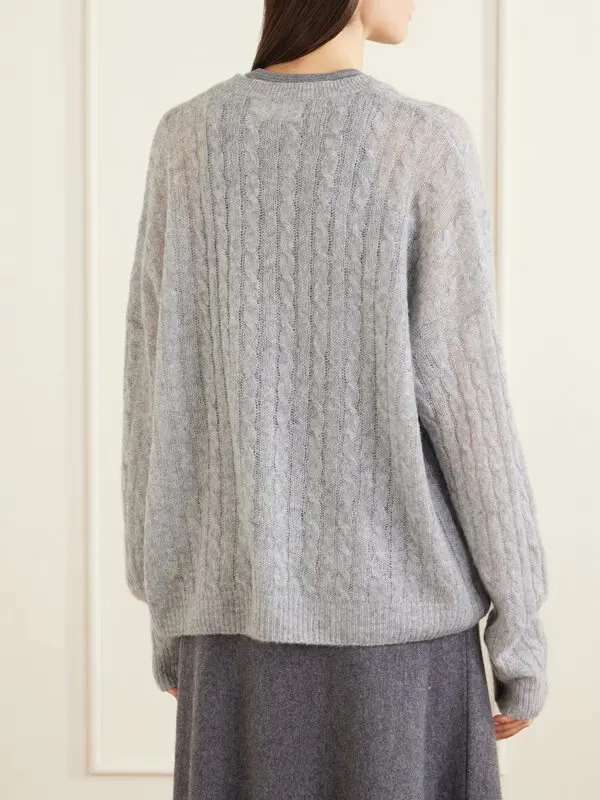 LISA YANG Amabel Cable-knit Cashmere And Silk-blend Sweater - Gray