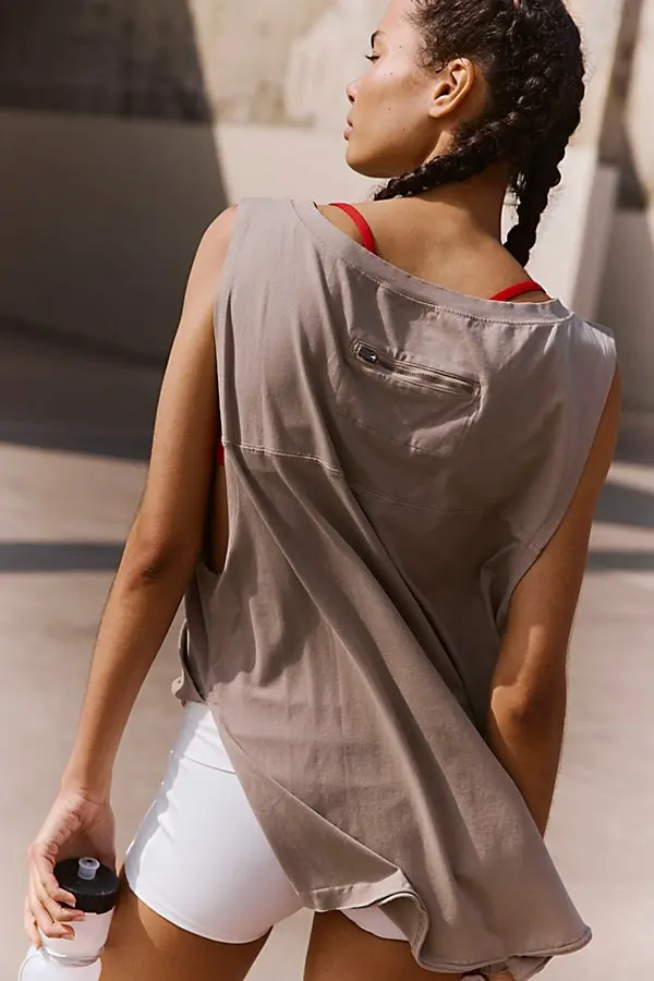 Free People Hot Shot Boat Neck Tank - Sage Stone