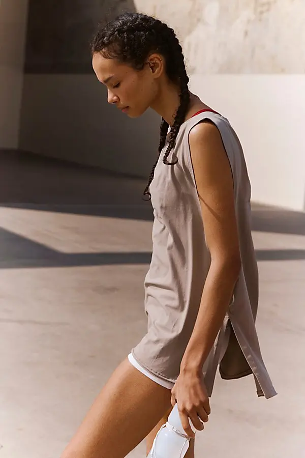 Free People Hot Shot Boat Neck Tank - Sage Stone