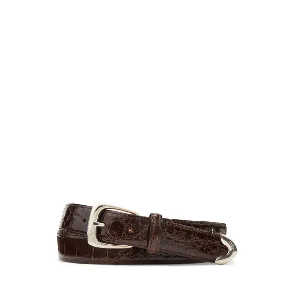 Ralph Lauren Alligator Belt With Silver Buckle - Brown