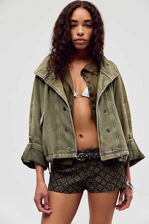 Free People We The Free Tally Sweatshirt Cardigan - Summer Pine