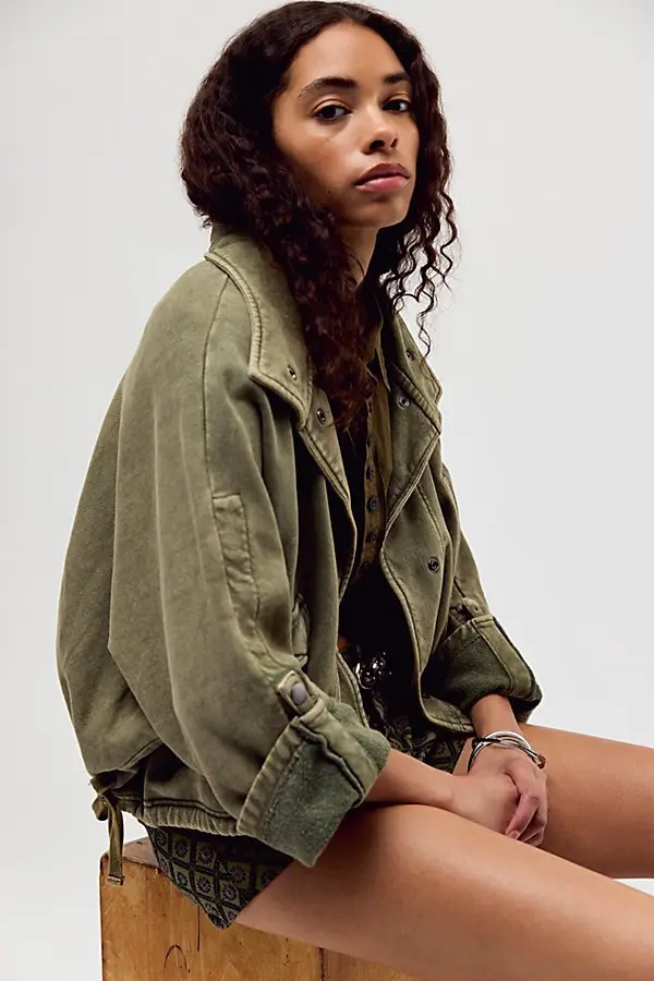 Free People We The Free Tally Sweatshirt Cardigan - Summer Pine