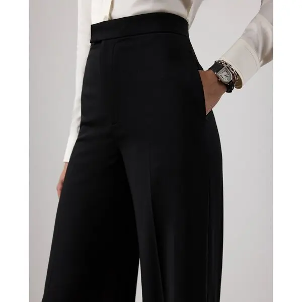 Ralph Lauren Dean Wool Gabardine Wide Leg Pants