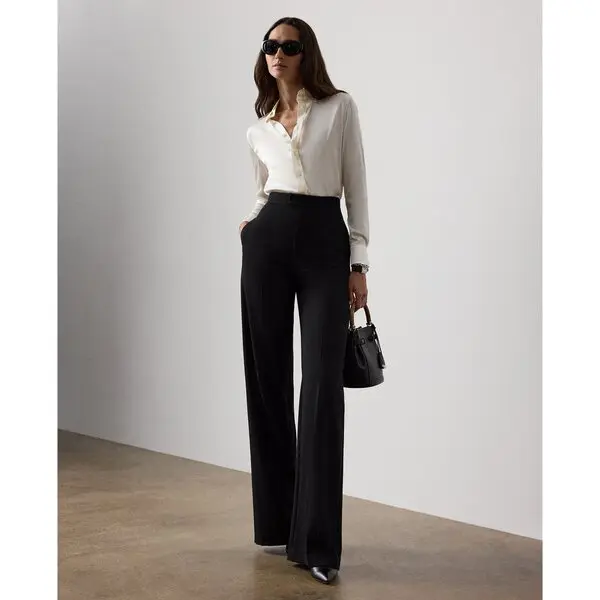 Ralph Lauren Dean Wool Gabardine Wide Leg Pants