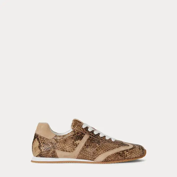 Ralph Lauren Python-embossed Low-profile Sneakers - Tan Multi/tan