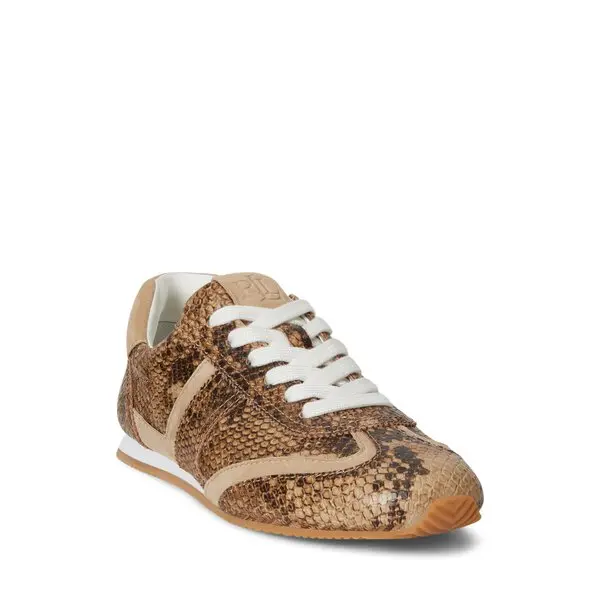Ralph Lauren Python-embossed Low-profile Sneakers - Tan Multi/tan