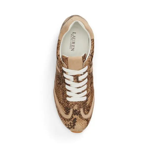 Ralph Lauren Python-embossed Low-profile Sneakers - Tan Multi/tan