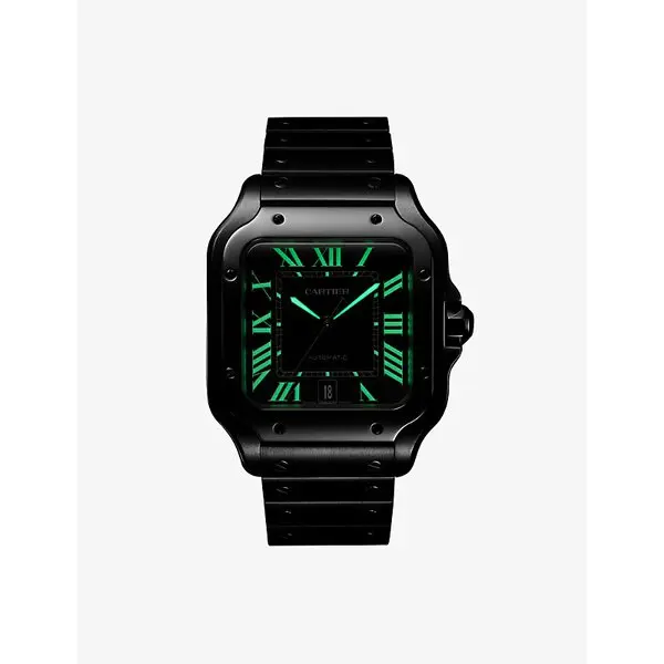 Cartier Santos De Watch, Steel - Black Steel