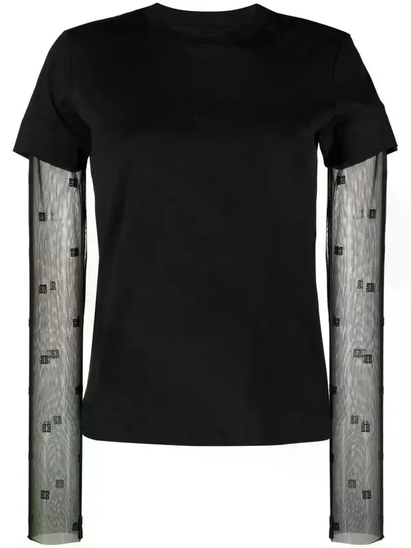 Givenchy 4g Tulle-sleeve T-shirt - Black