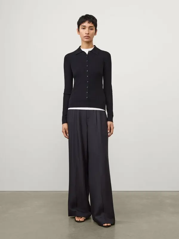LISA YANG Agata Cardigan Shirt - Black