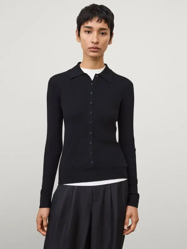 LISA YANG Agata Cardigan Shirt - Black