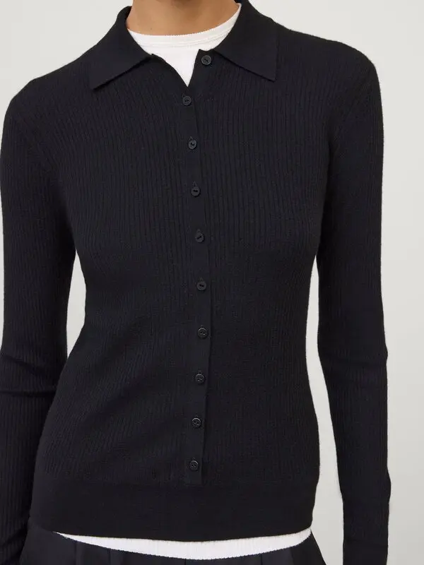 LISA YANG Agata Cardigan Shirt - Black