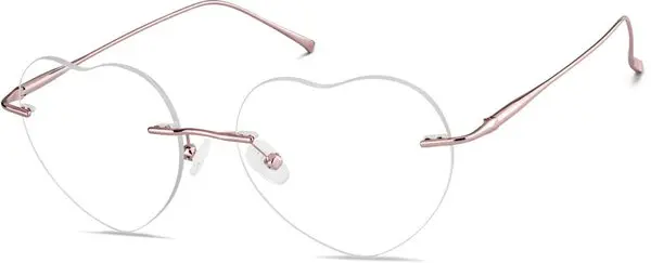 Zenni Heart Rimless Eyeglasses In Stainless Steel - Rose Gold