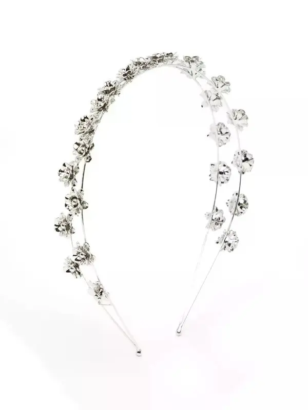 JENNIFER BEHR Flower Embellished Double-band Headband - Silver