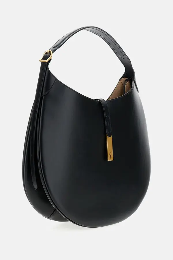 Polo Ralph Lauren Calf Leather Shoulder Bag - Black