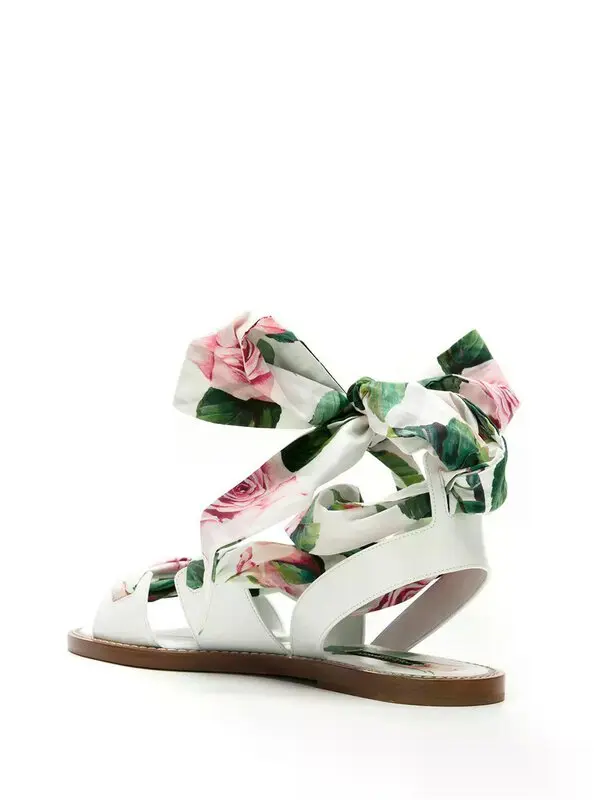 Dolce & Gabbana Floral Print Lace-up Sandals