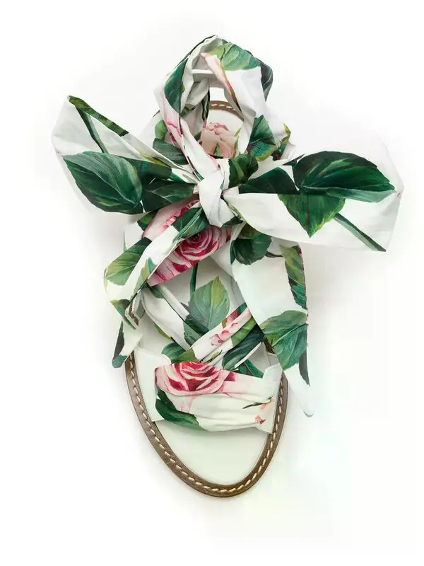 Dolce & Gabbana Floral Print Lace-up Sandals