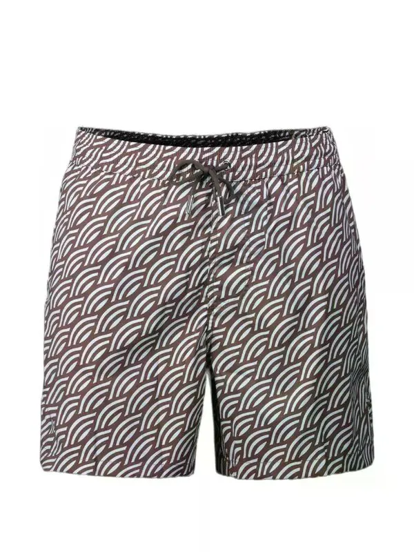 MOORER Geometric-print Swim Shorts - Brown