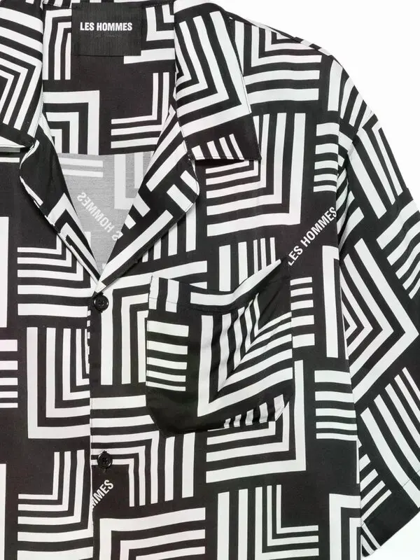 LES HOMMES URBAN Geometric-pattern Logo-print Shirt