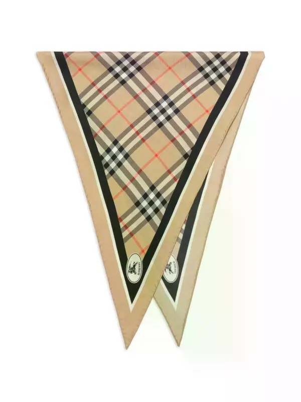 Burberry Check Knight-stamp Silk Scarf