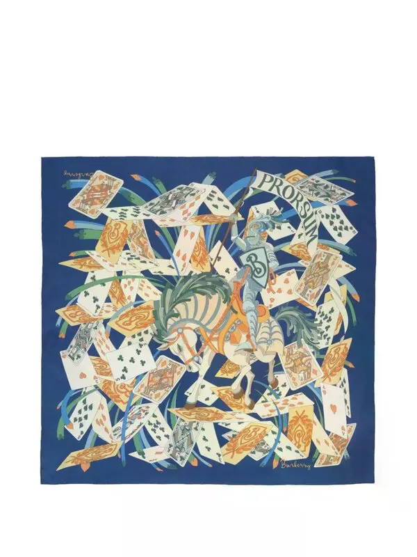 Burberry House Of Cards Silk Scarf - Blue