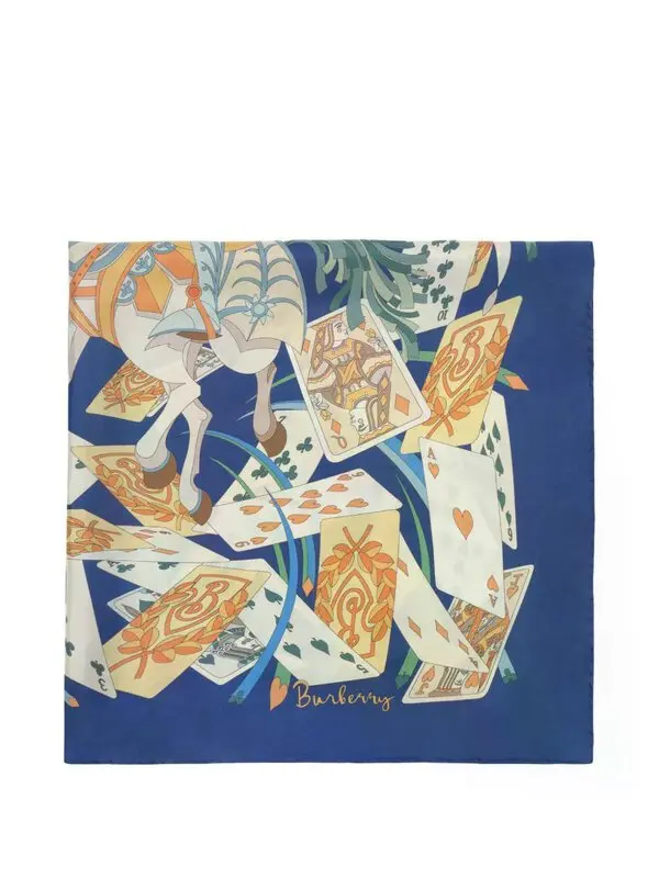 Burberry House Of Cards Silk Scarf - Blue