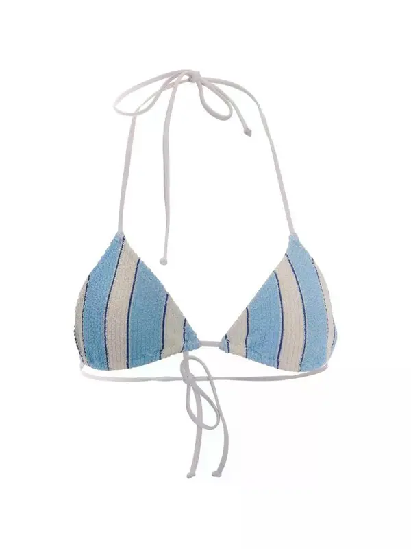MC2 SAINT BARTH Striped Crinkle Bikini Top - Blue