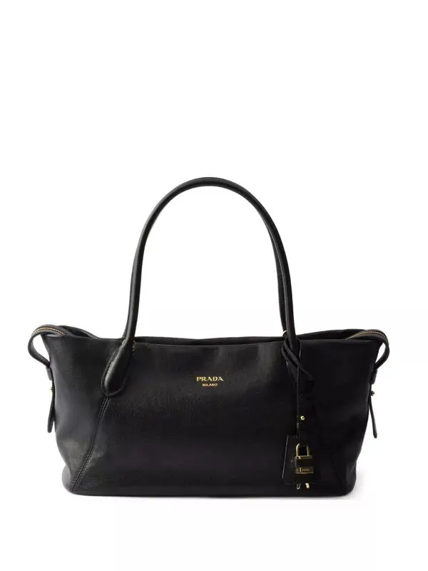 Prada Large Leather Tote Bag - Black