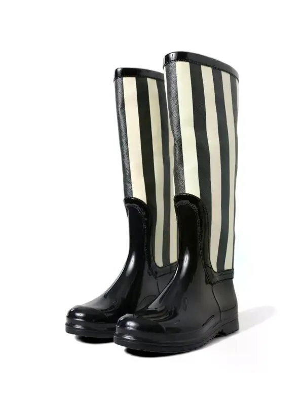 Dolce & Gabbana Striped Rubber Boots - Black