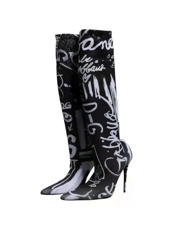 Dolce & Gabbana Graphic-print Pointed-toe Boots