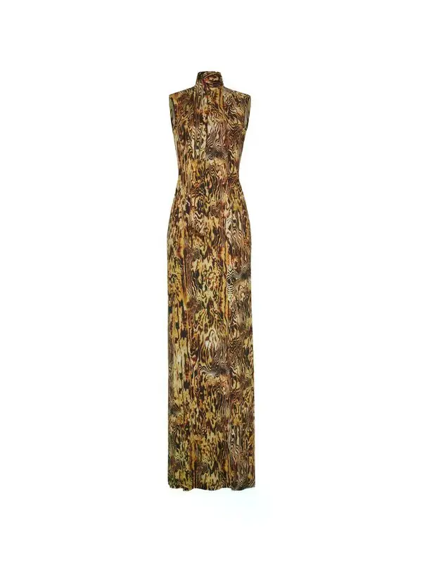 Adam Lippes Abstract Print Silk Maxi Dress - Neutrals