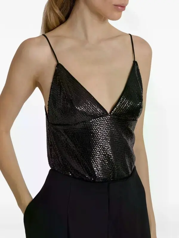 Alberta Ferretti Sequin Embellished V-neck Top