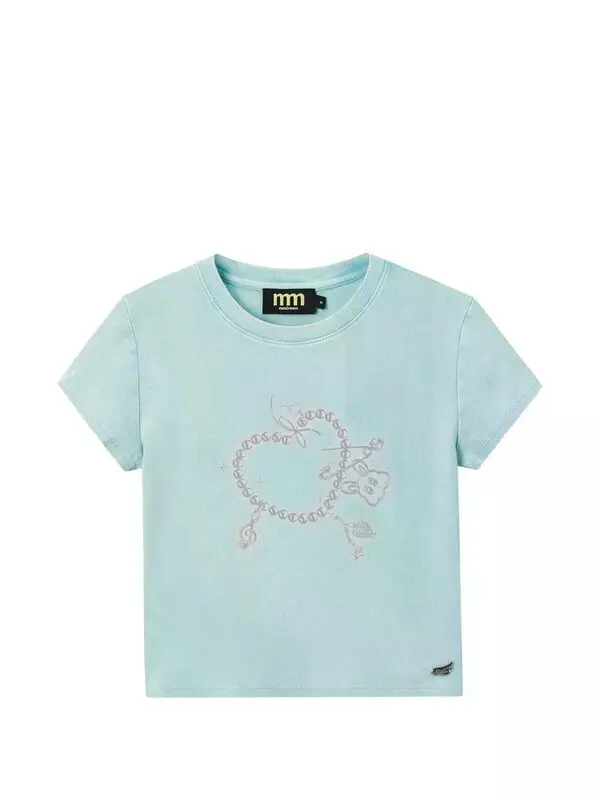 MINI CREAM Ribbed Graphic Print T-shirt - Blue