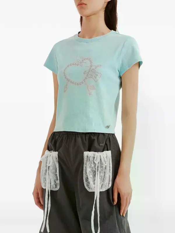MINI CREAM Ribbed Graphic Print T-shirt - Blue
