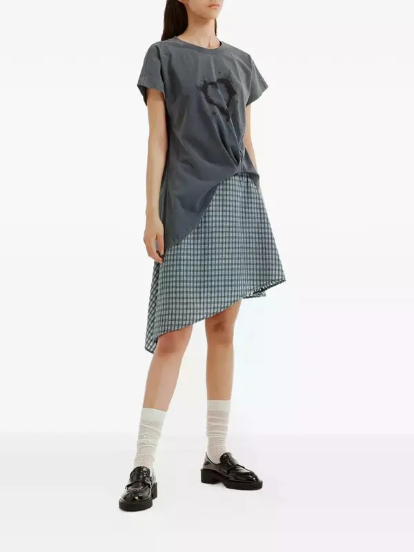 B+AB Check Pattern Asymmetric Dress