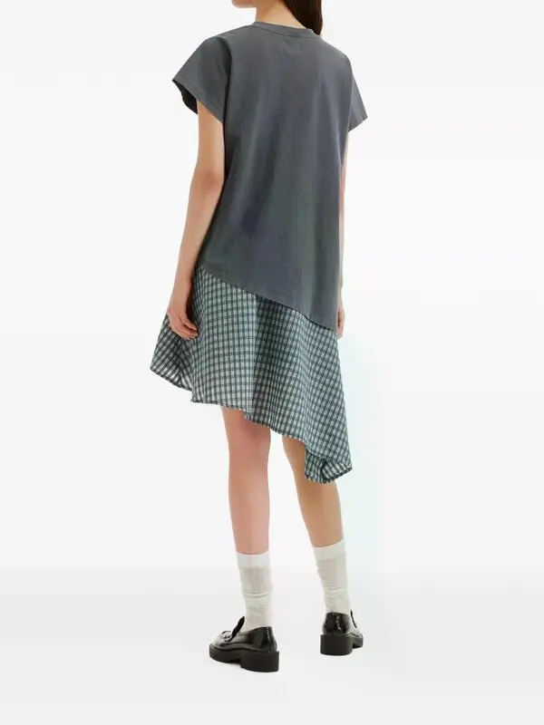 B+AB Check Pattern Asymmetric Dress