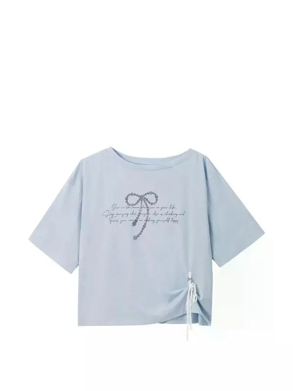 B+AB Graphic Print Side-tie T-shirt - Blue