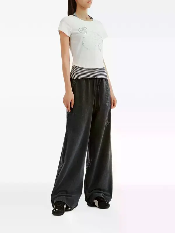MINI CREAM Graphic Print Wide-leg Track Pants