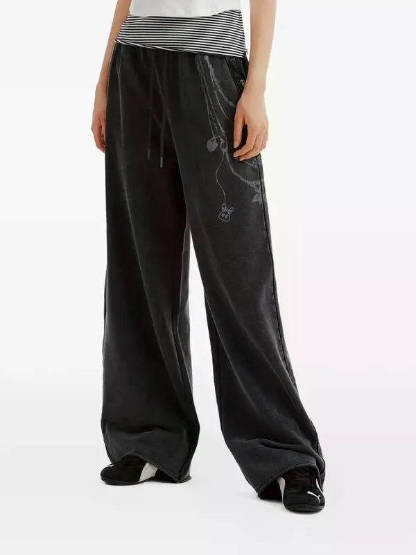 MINI CREAM Graphic Print Wide-leg Track Pants