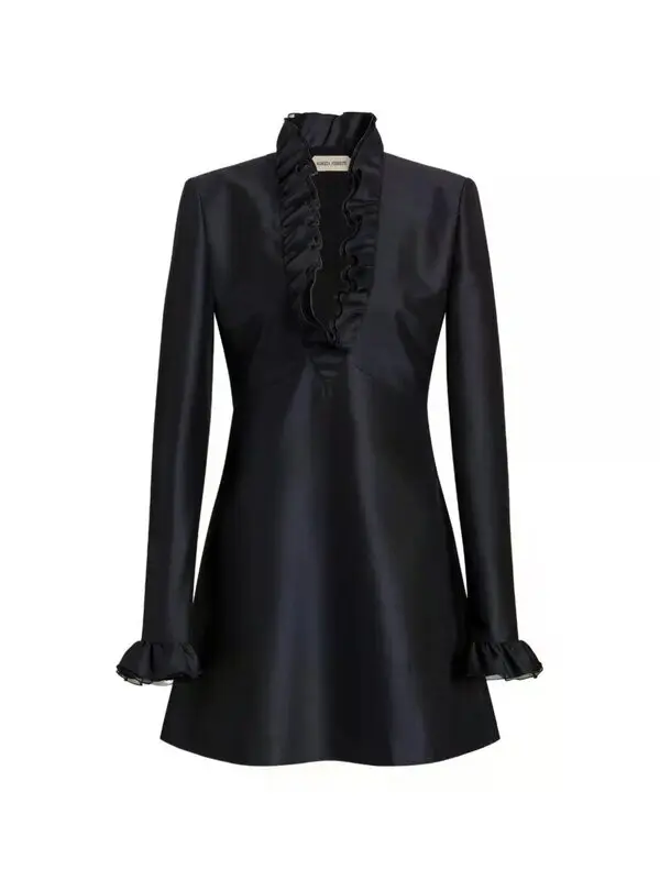 Alberta Ferretti V-neck Ruffled Dress