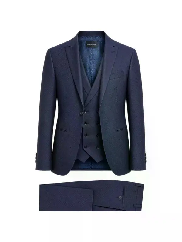 RAMON SANJURJO Three-piece Textured Suit