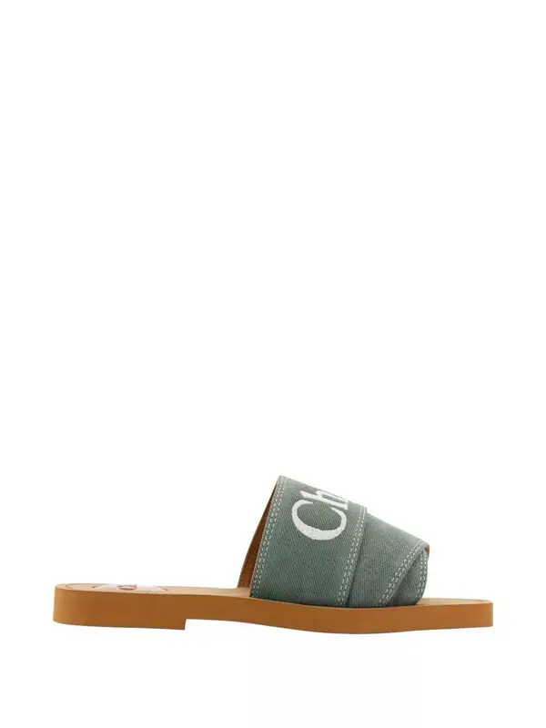 Chloé Woody Embroidered Sandals - Green
