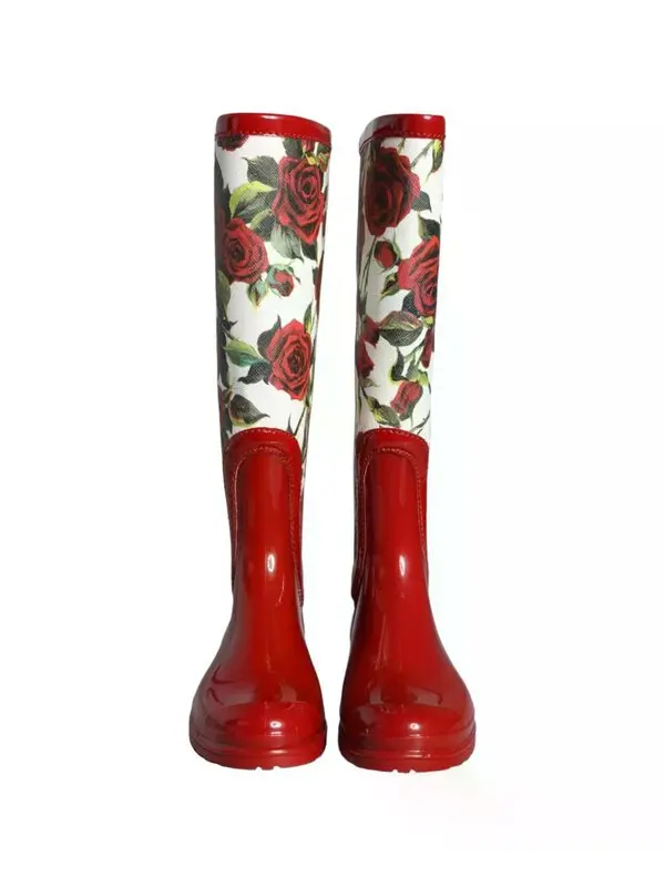 Dolce & Gabbana Floral Print Knee High Boots