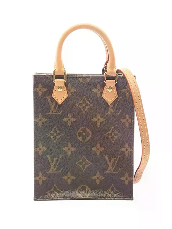 LOUIS VUITTON Monogram Petit Sac Plat Satchel - Brown