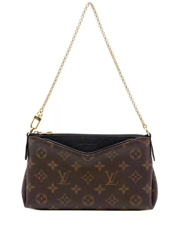 LOUIS VUITTON Monogram Pallas Clutch Satchel - Black